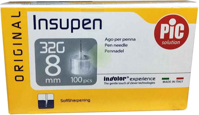 Pic Solution Insupen 32G 8mm Βελόνες Πένας Ινσουλίνης 100τμχ | Drugandrop